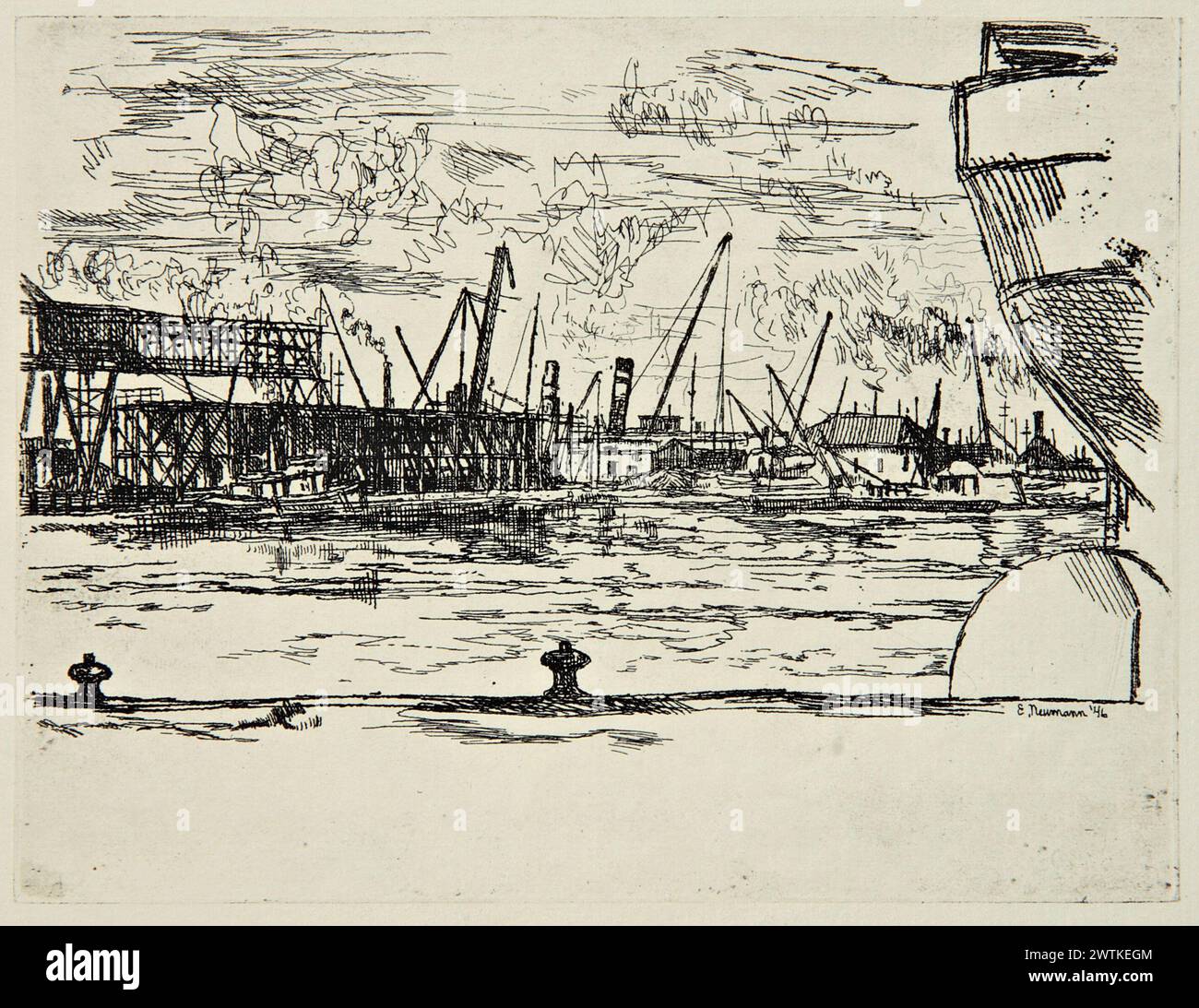 Etching - Port of Montreal Ernst Neumann (1907-1956 Stock Photo - Alamy