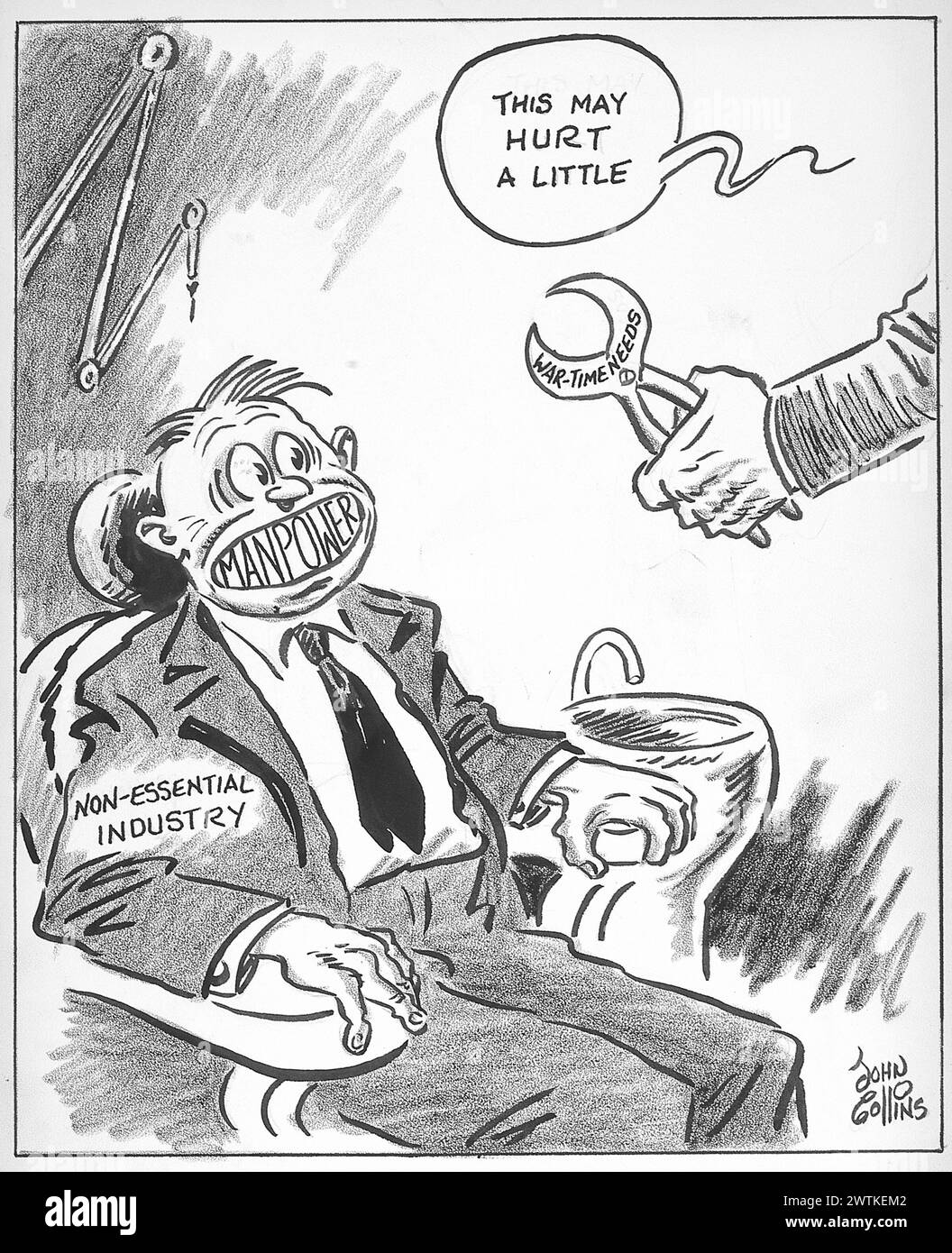 Cartoon - A Necessary Extraction. John Collins (1917-2007 Stock Photo ...
