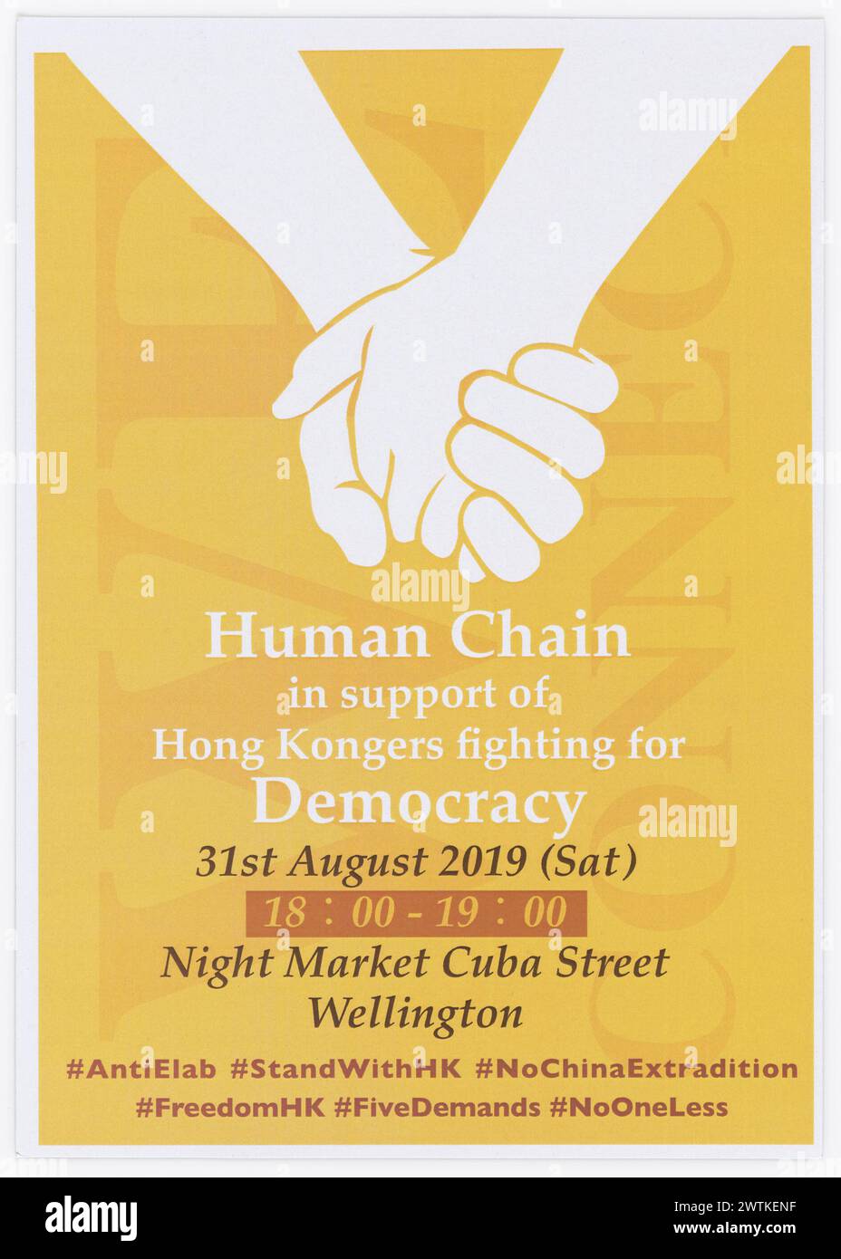 Poster, 'Human Chain in support of Hong Kongers fighting for Democracy ...
