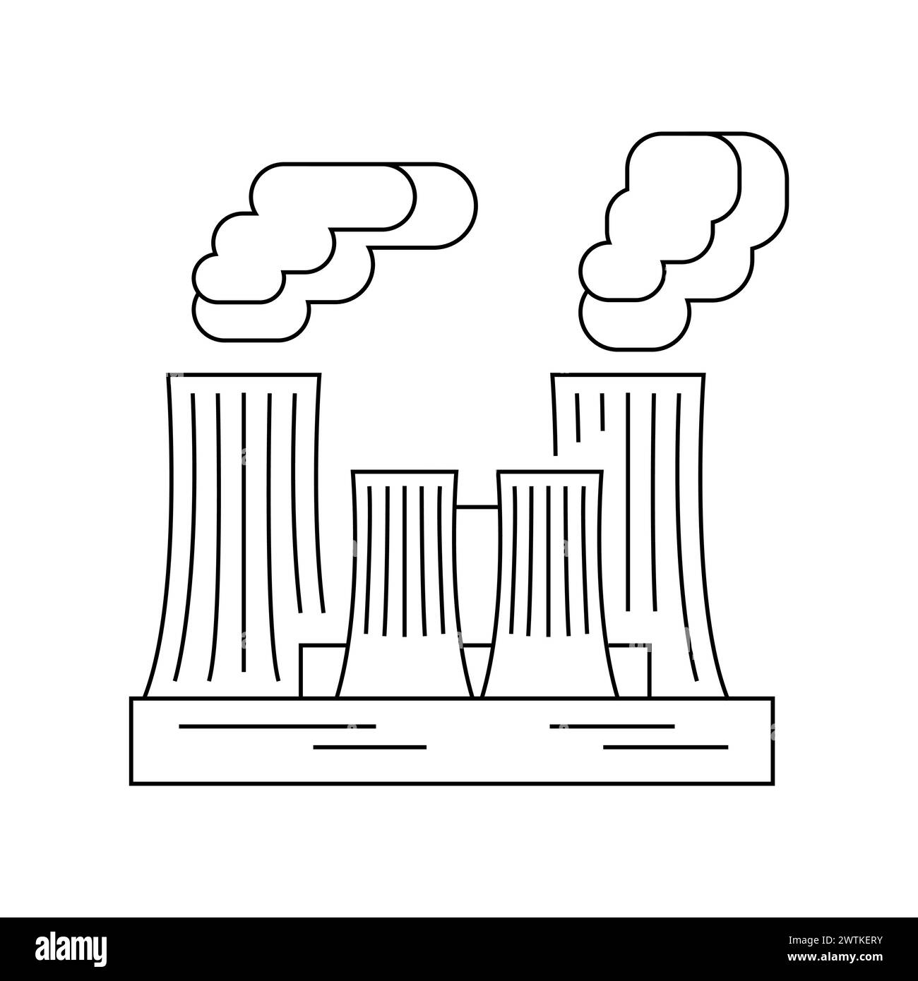 Nuclear Power Plant Color Line Icon Alternative Energy Source Vector Isolated Element