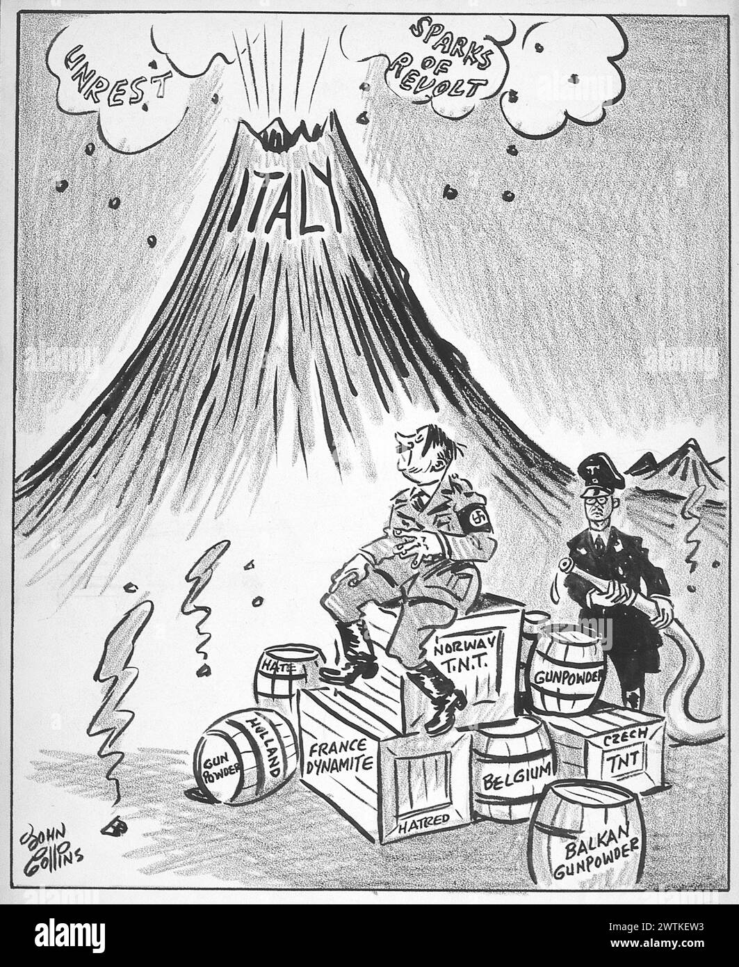 Cartoon - The Sparks Are Flying. John Collins (1917-2007 Stock Photo ...