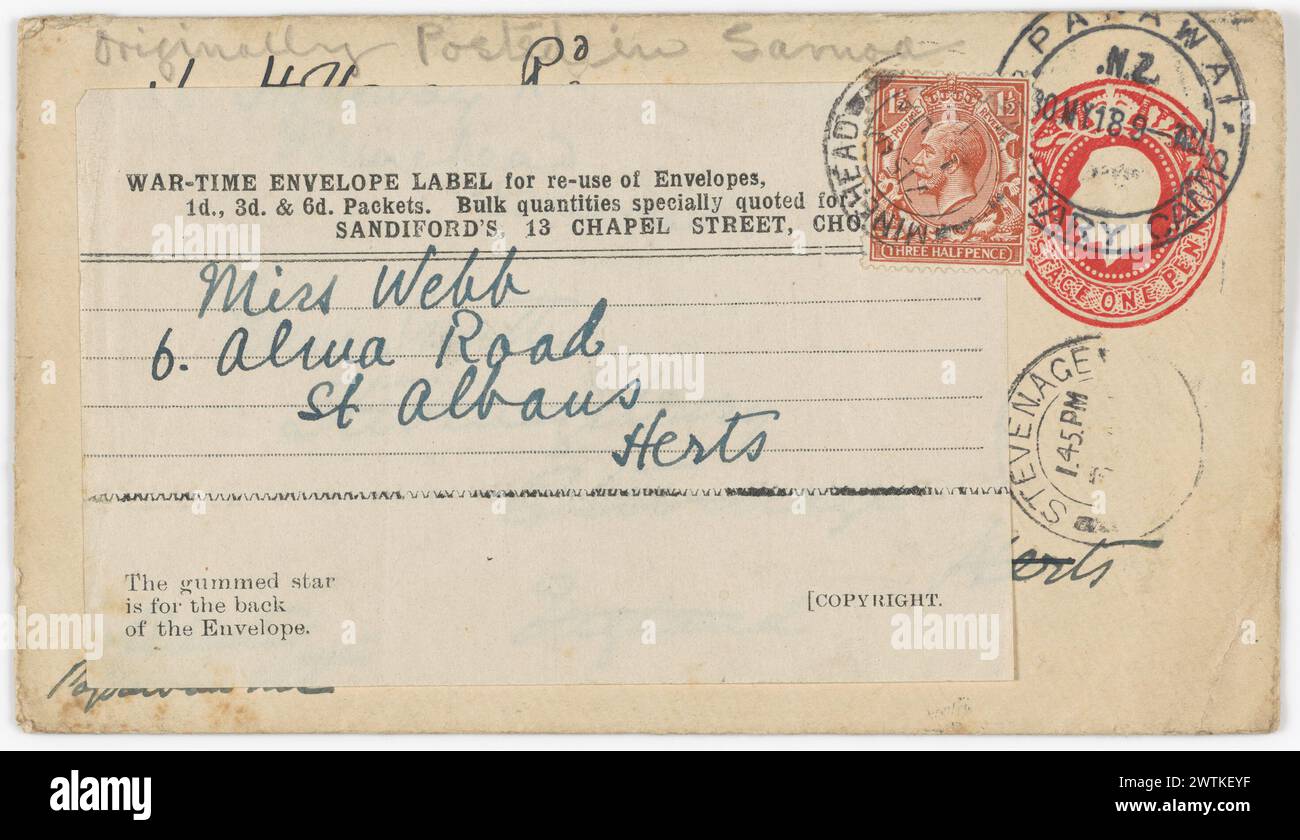 Philatelic 'cover' [envelope], WWI Visual and Verbal Communication ...