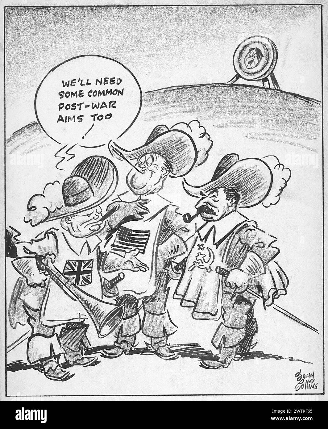 Cartoon - The Three Musketeers. John Collins (1917-2007 Stock Photo - Alamy