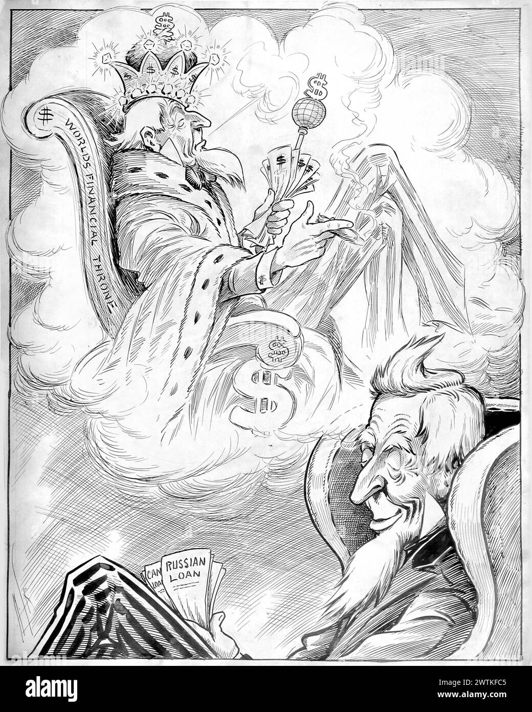 Cartoon - World's Financial Throne Arthur George Racey (1870-1941 Stock ...