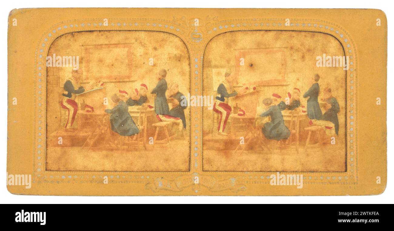 Lesson scene stereoscopic photographs, tissue stereographs, albumen ...