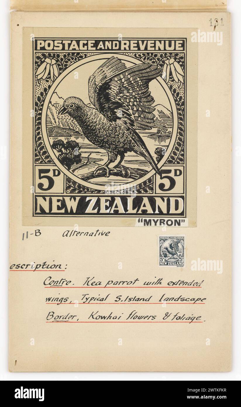 Unaccepted design for five penny 1935 pictorial stamp design drawings ...