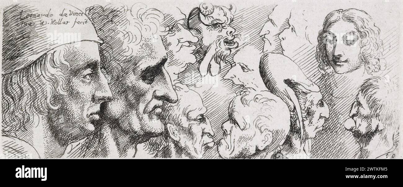 Caricatures And Deformities After Leonardo Twelve Heads And
