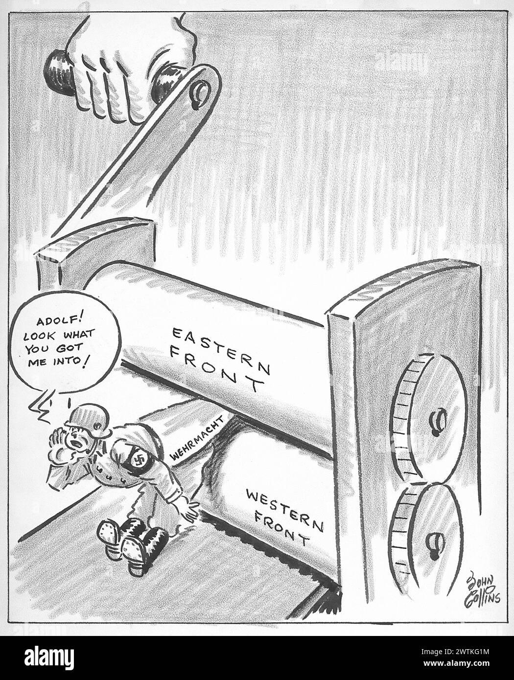 Cartoon - Caught in the Wringer. John Collins (1917-2007 Stock Photo ...