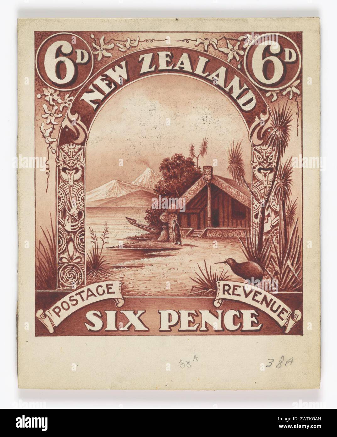 Unaccepted design for six penny 1935 pictorial stamp design drawings ...