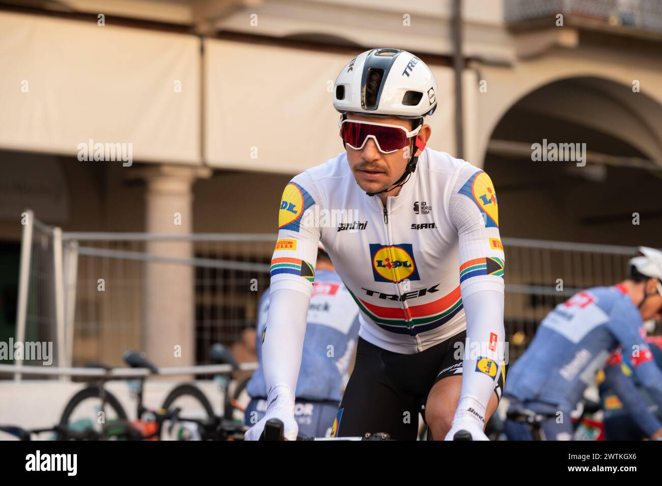San Remo, Italy. 16th Mar, 2024. Ryan Gibbons, team Lidl-Trek during ...