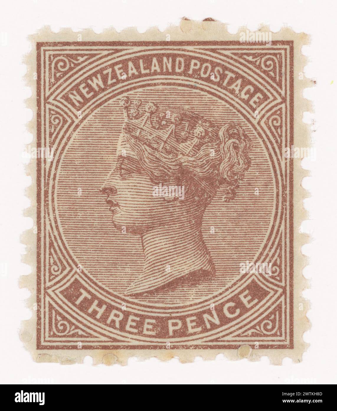 Issued three penny 'Queen Victoria First Side-face' definitive stamp in ...