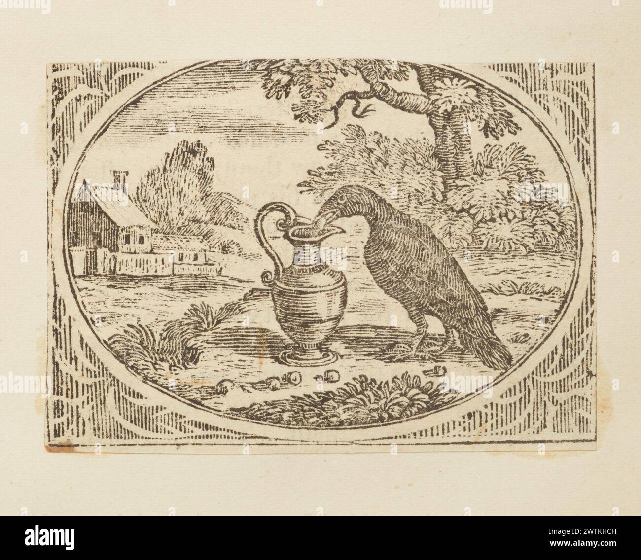 The crow and the pitcher prints, wood engravings Stock Photo - Alamy