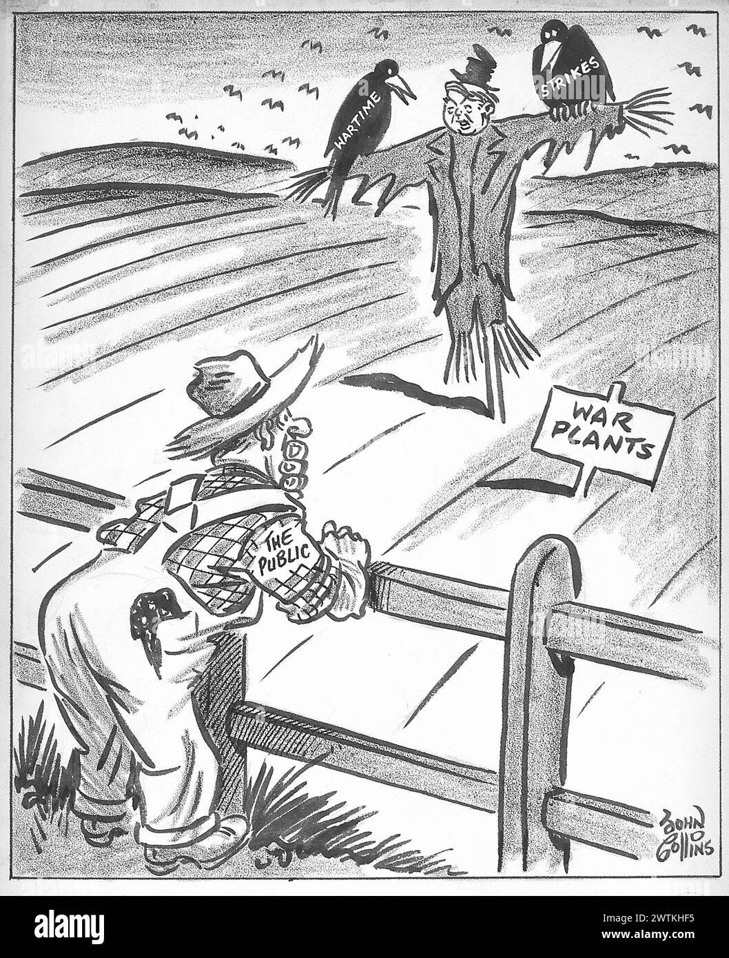 Cartoon - Not Much of a Scarecrow. John Collins (1917-2007 Stock Photo ...