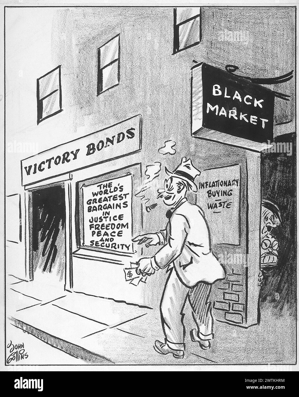 Cartoon - Patronize the Red, White and Blue Market. John Collins (1917 ...