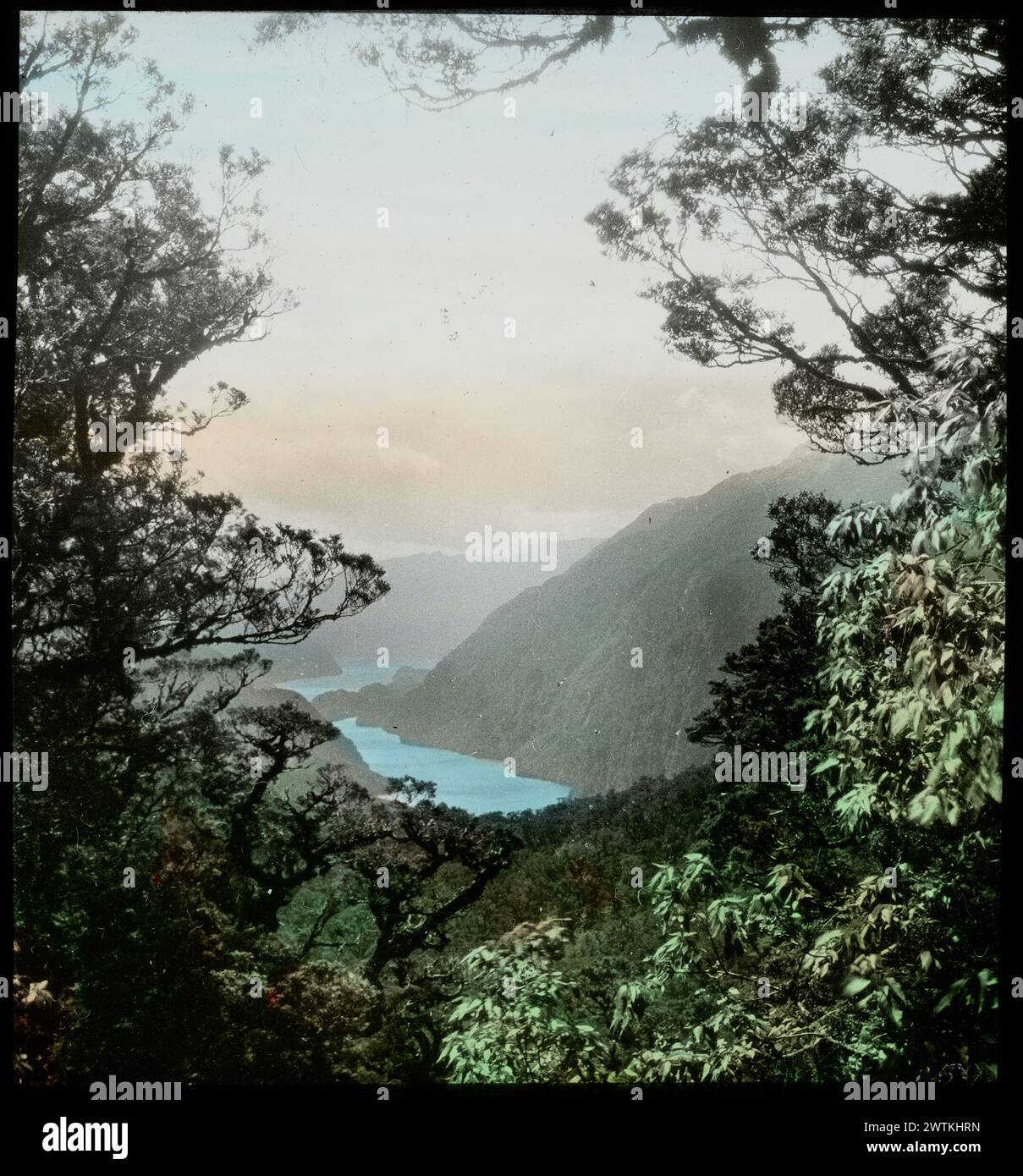 Deep Cove from below the summit of Wilmot Pass lantern slides, colour ...