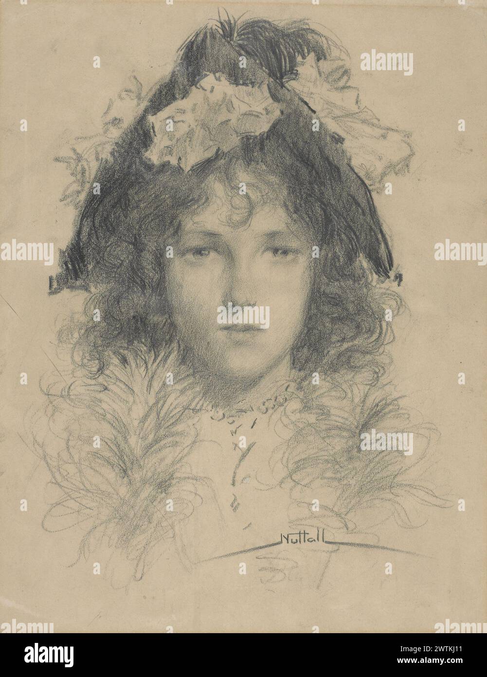 Study( head of Edwardian woman) drawings, works on paper Stock Photo ...