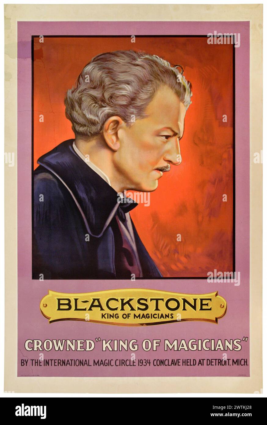 Magic poster - Blackstone King of Magicians I.M.C. 1934 Stock Photo - Alamy