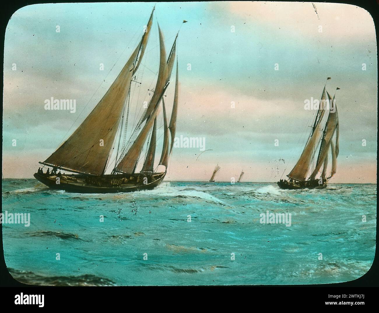 Transparency - Fishing schooner race, about 1920 Stock Photo - Alamy