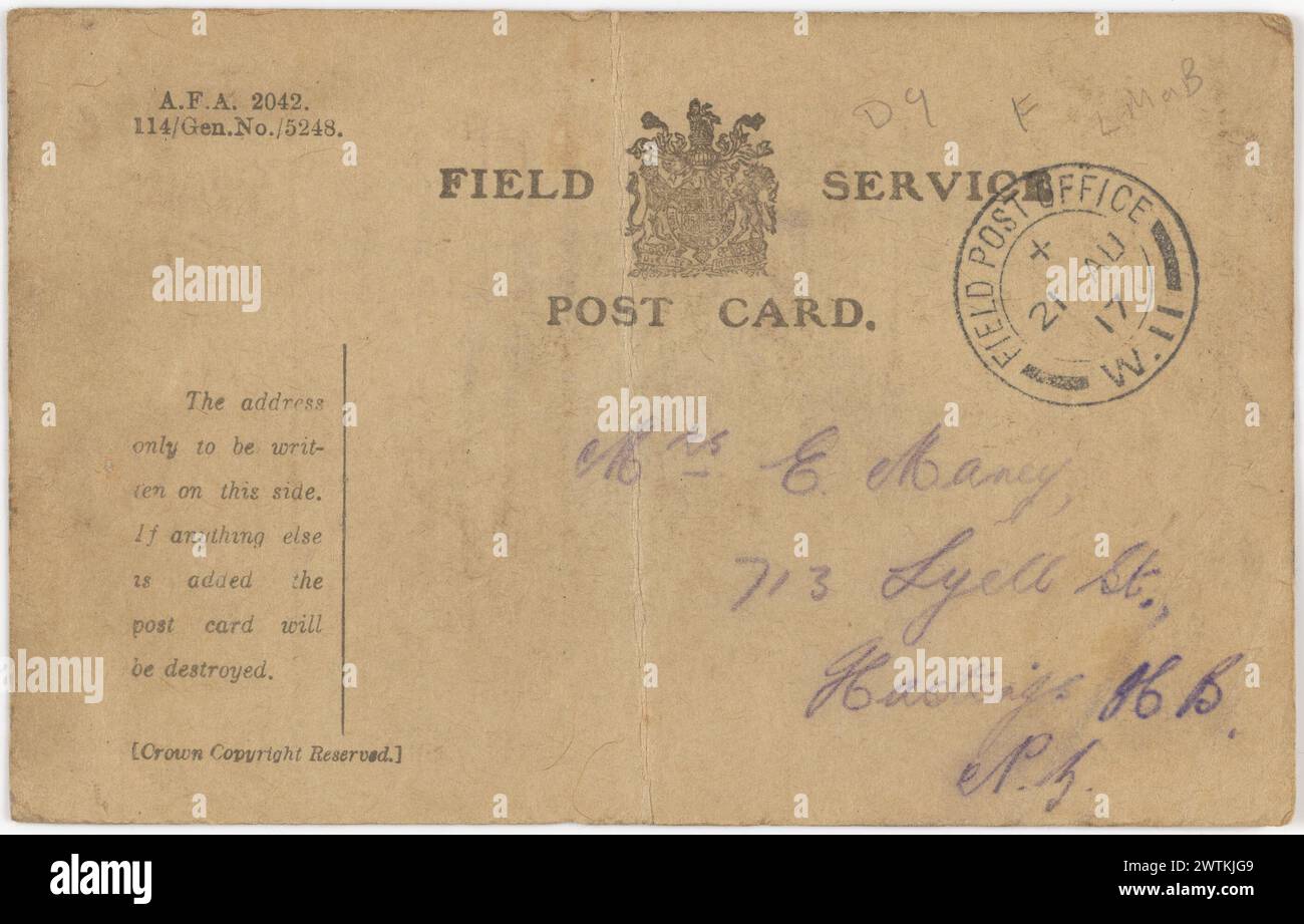 Postcard, 'Field Service Post Card', WWI Visual and Verbal ...