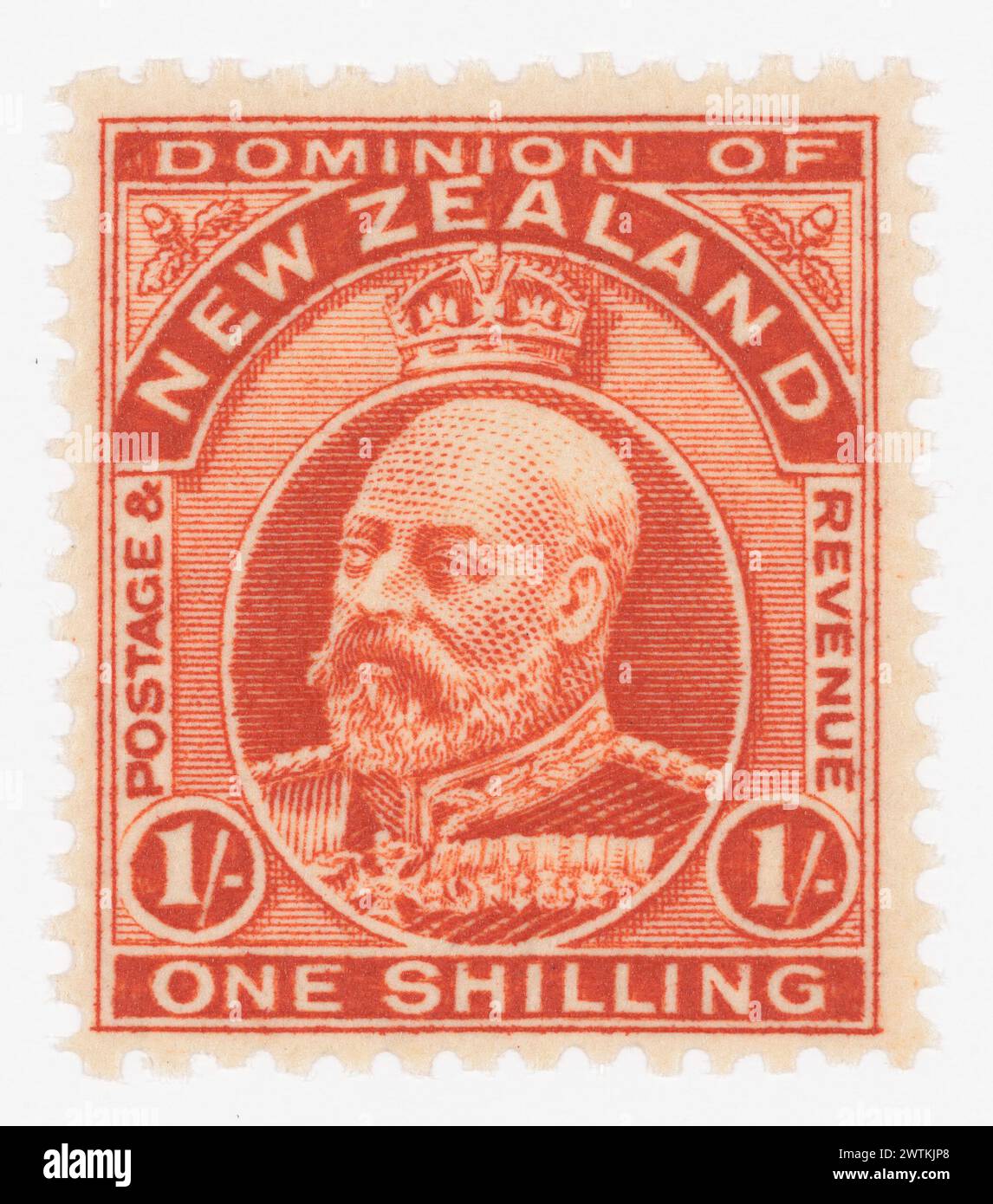 Issued one shilling 'King Edward VII' definitive stamp in vermilion ...