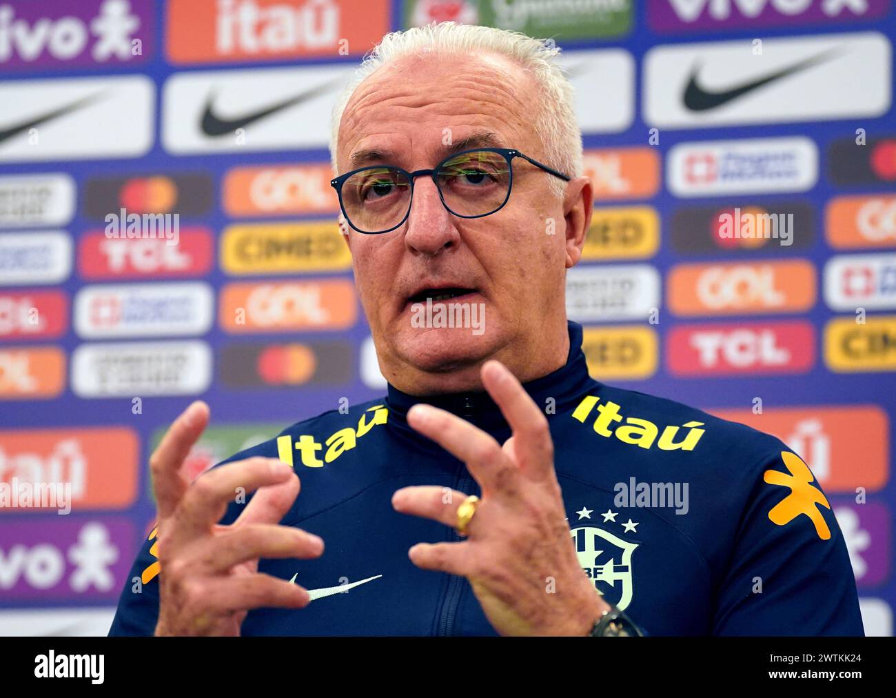 Brazil manager Dorival Junior during a press conference at Sopwell ...
