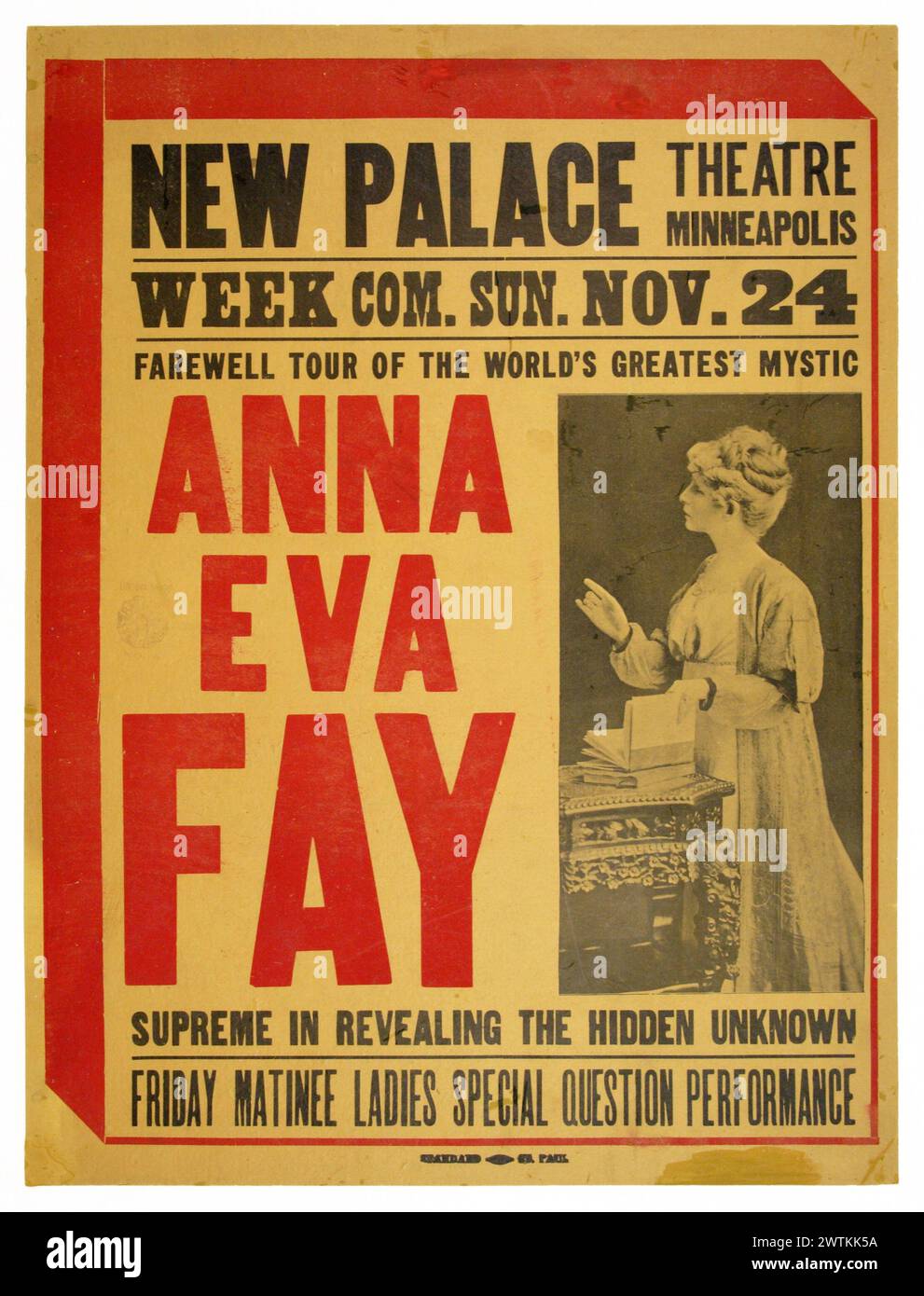 Magic poster - Farewell tour of the world greatest mystic Anna Eva Fay ...