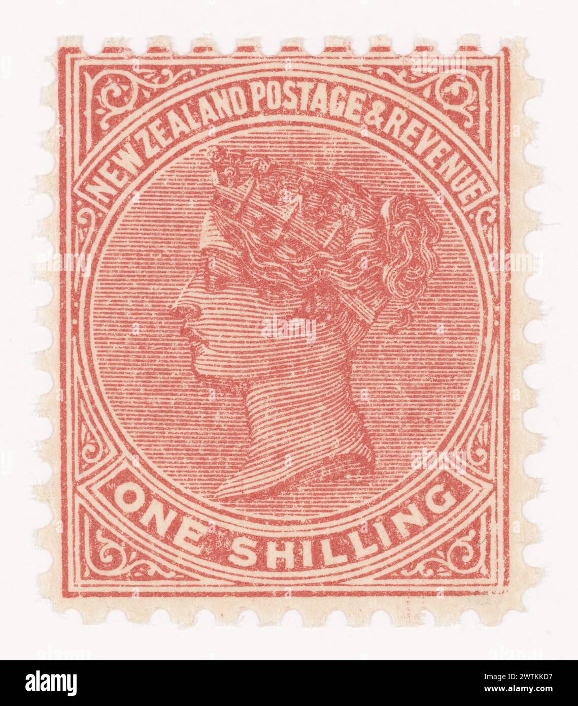 Issued one shilling 'Queen Victoria Second Side-face' definitive stamp ...