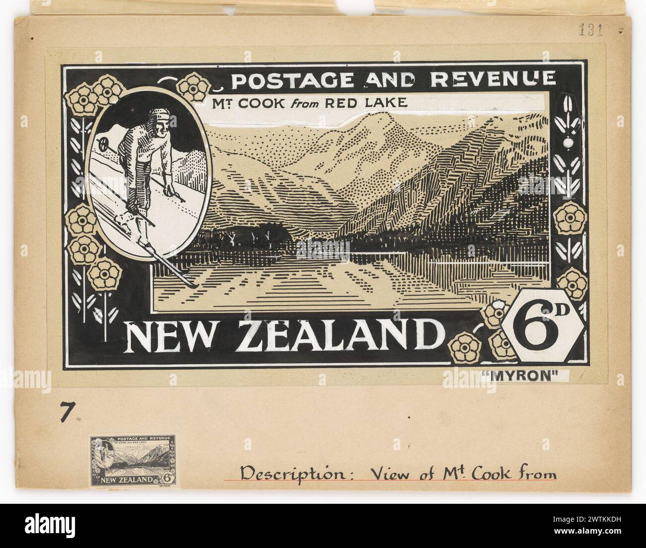 Unaccepted design for six penny 1935 pictorial stamp design drawings ...