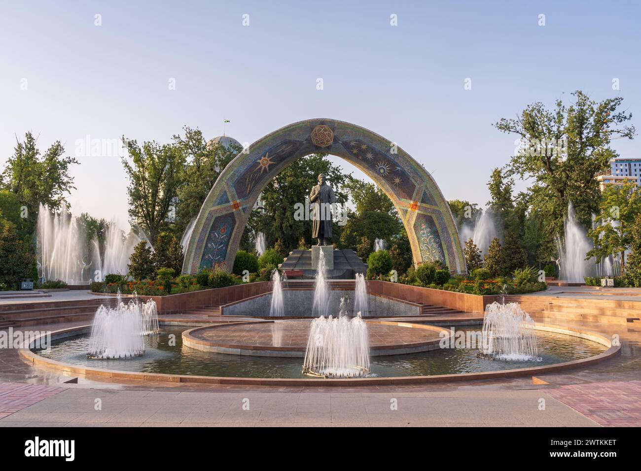Dushanbe, Tajikistan - 08 23 2022 : Late afternoon cityscape view of ...