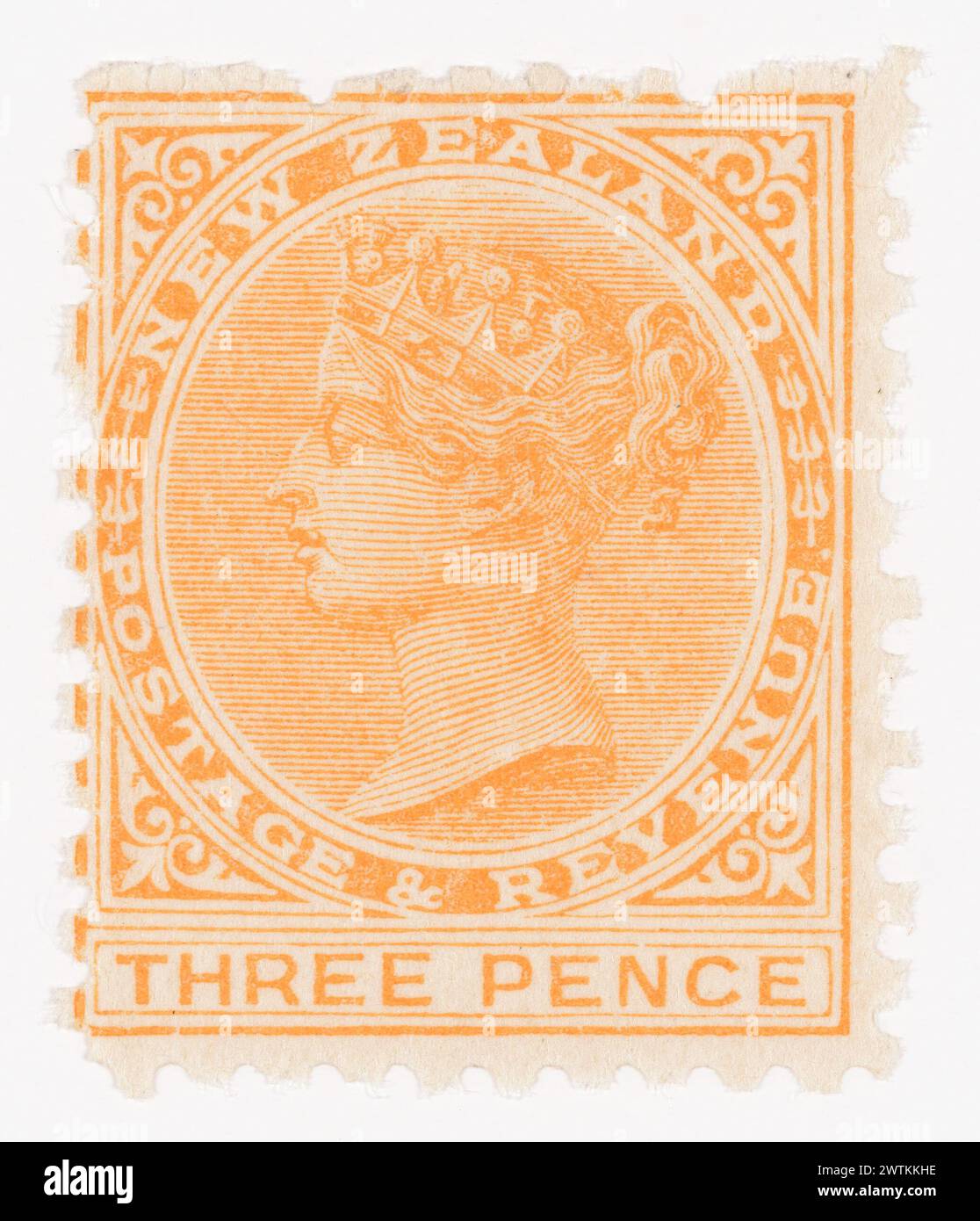 Issued three penny 'Queen Victoria Second Side-face' definitive stamp ...