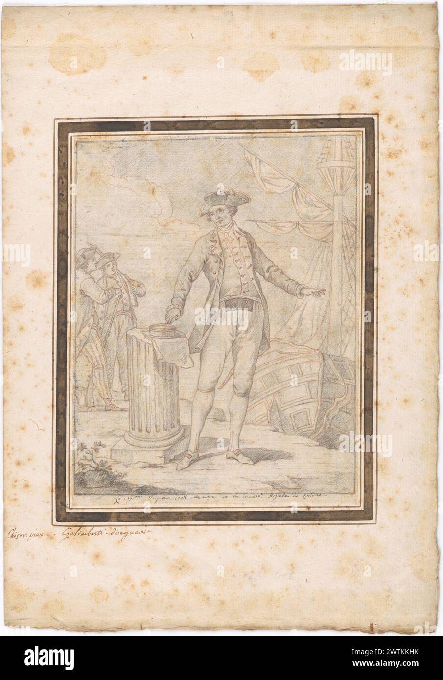 Captain Cook's arrival in Venice drawings, works on paper Stock Photo ...