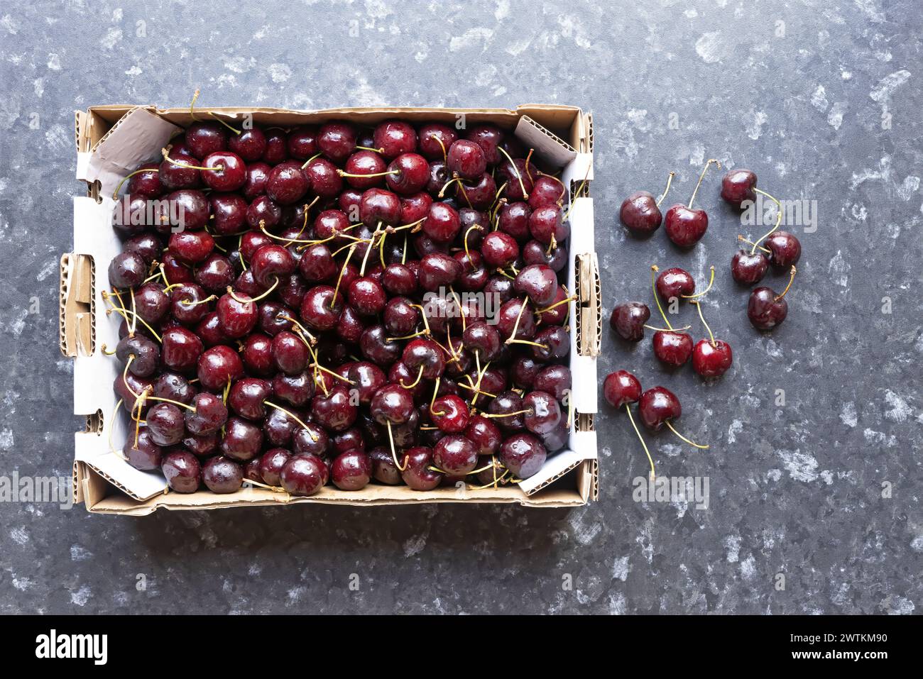 Wallpaper of cherries in a wood box picked in the town of San Climent ...