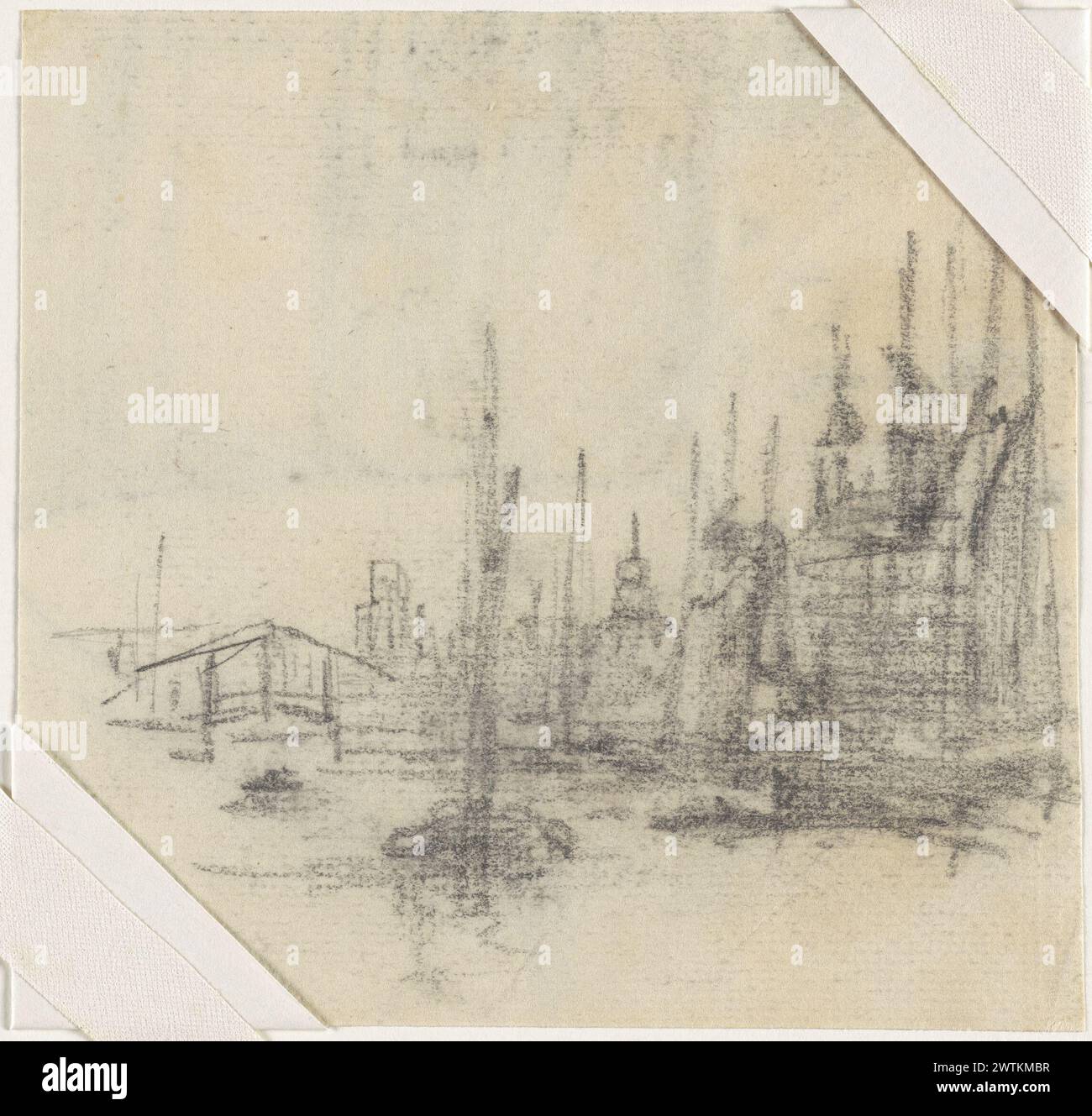 Shipping scene drawings, works on paper Stock Photo - Alamy