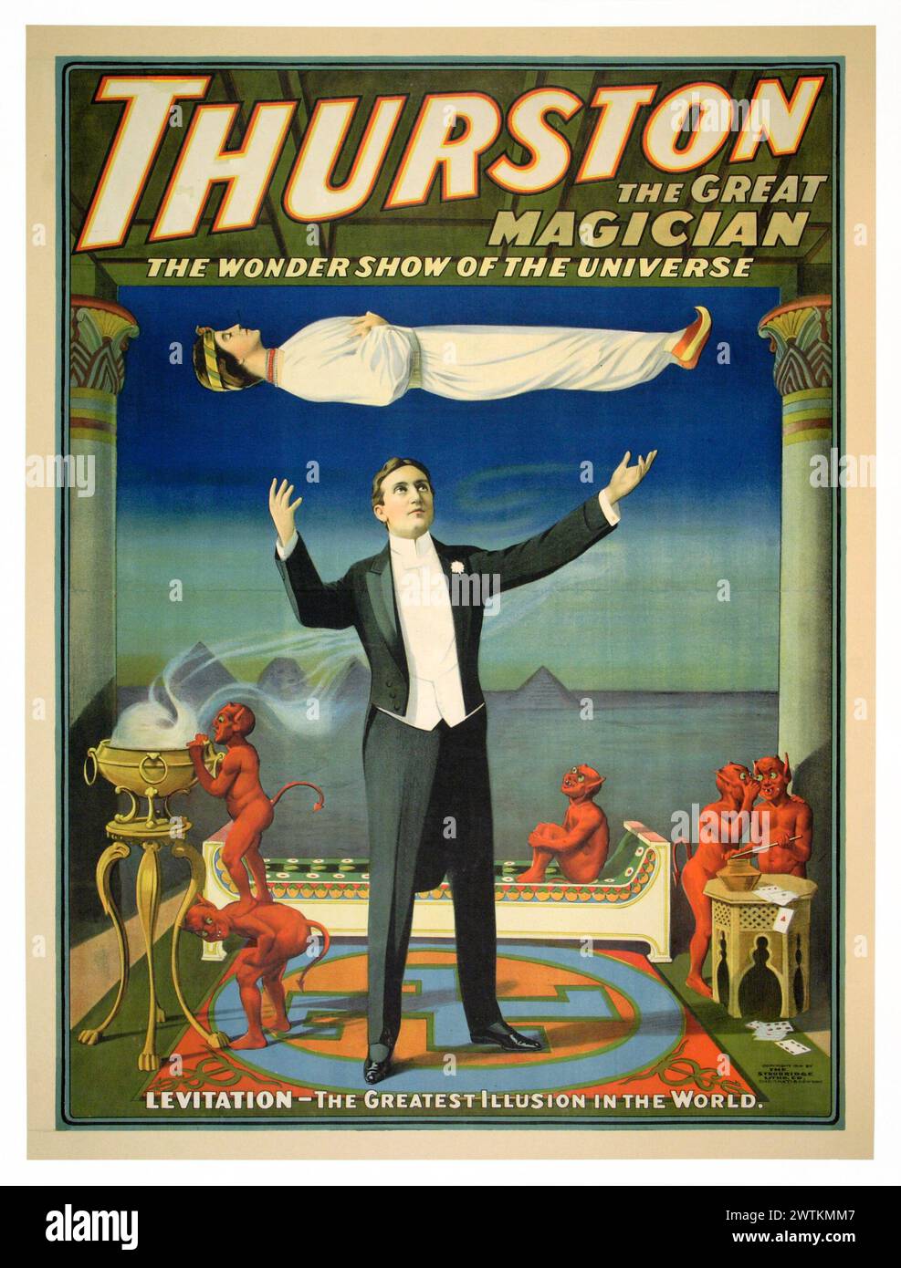 Magic poster - Thurston The Great Magician - Levitation Stock Photo - Alamy