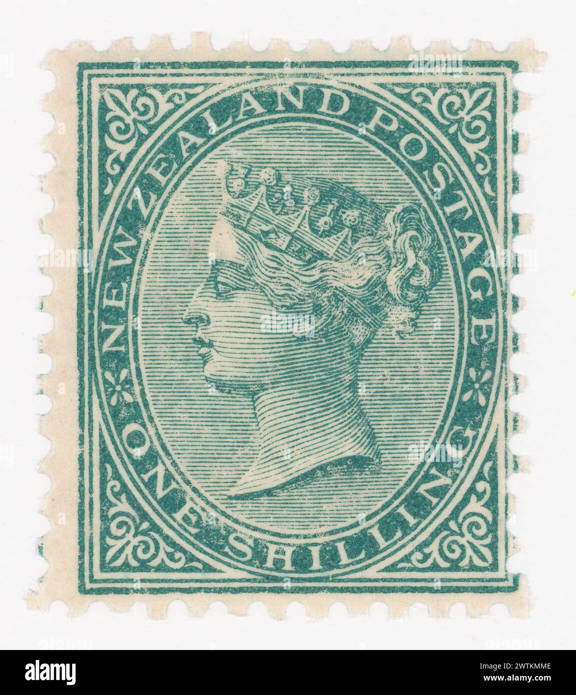 Issued one shilling 'Queen Victoria First Side-face' definitive stamp ...