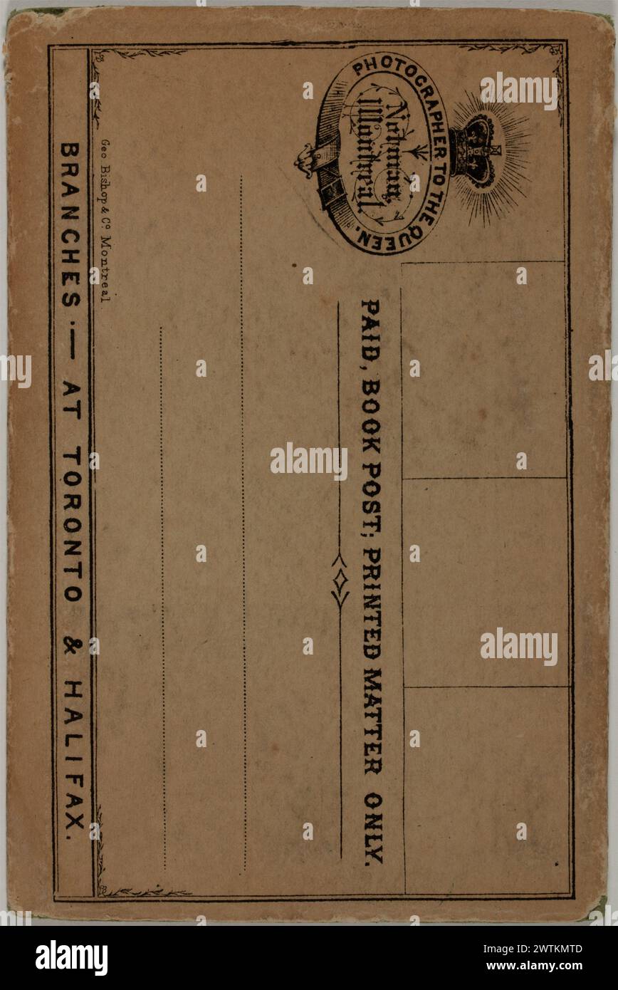 Photograph envelope - Photographer to the Queen, Notman, Montreal Stock ...