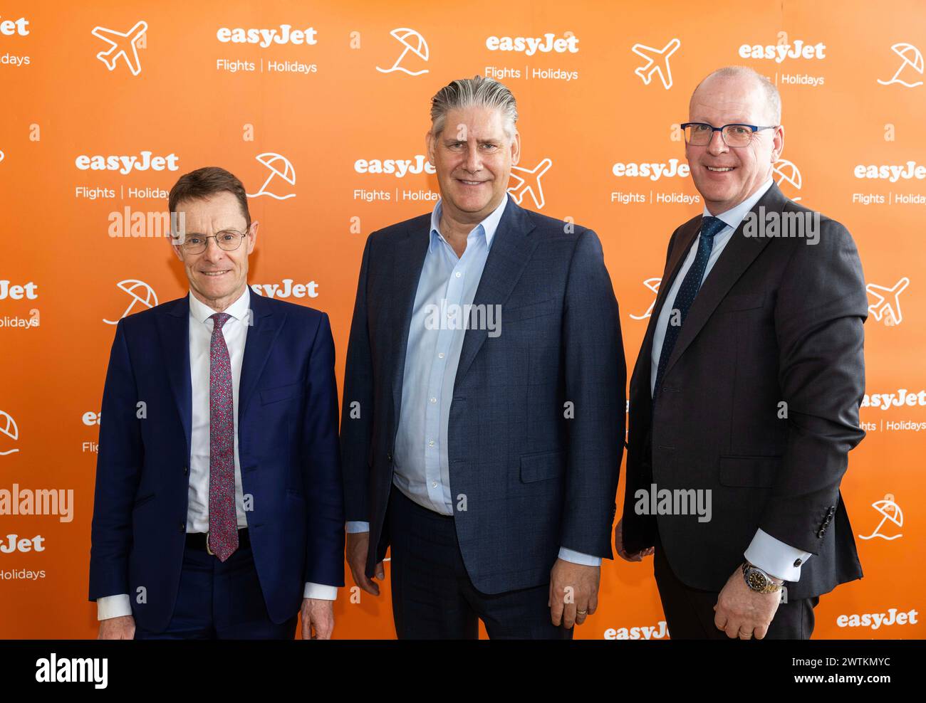 EDITORIAL USE ONLY (Left to right) Birmingham Mayor Andy Street, Johan Lundgren, CEO of easyJet ...