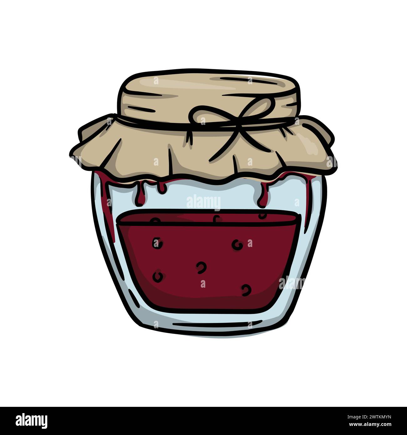 Jar of jam. Bright vector hand drawn illustration isolated on white ...