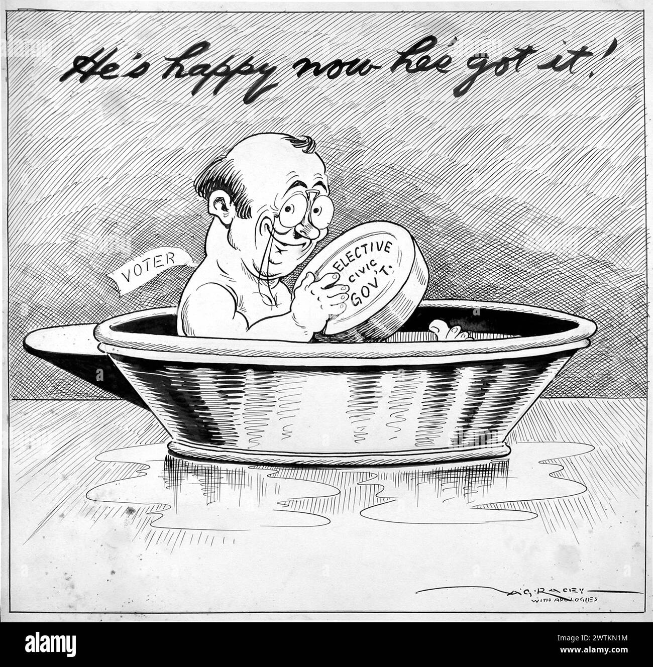 Cartoon - A Happy Voter Arthur George Racey (1870-1941 Stock Photo - Alamy