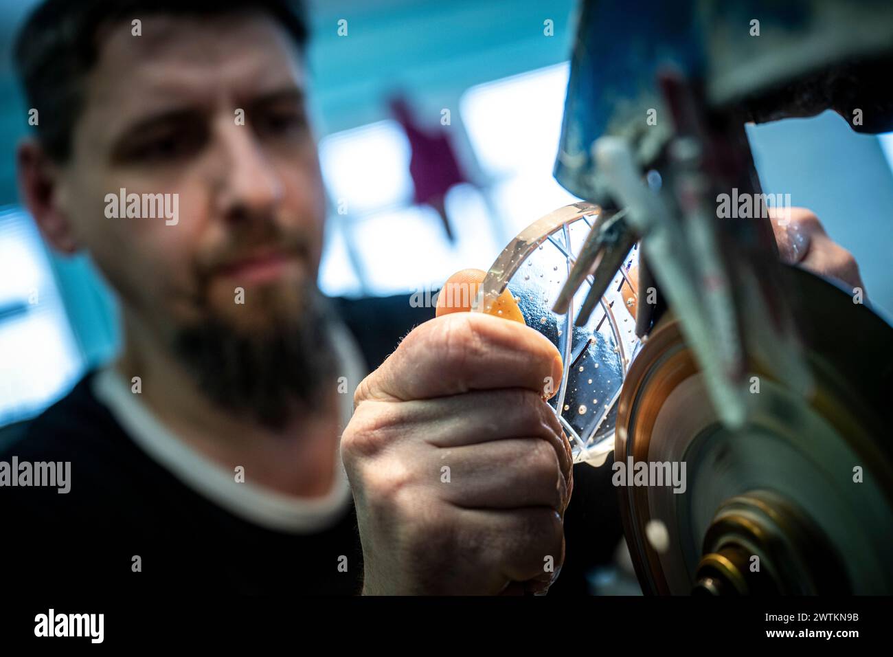 Novy Bor, Czech Republic. 18th Mar, 2024. Glassmakers from Kolektiv ...