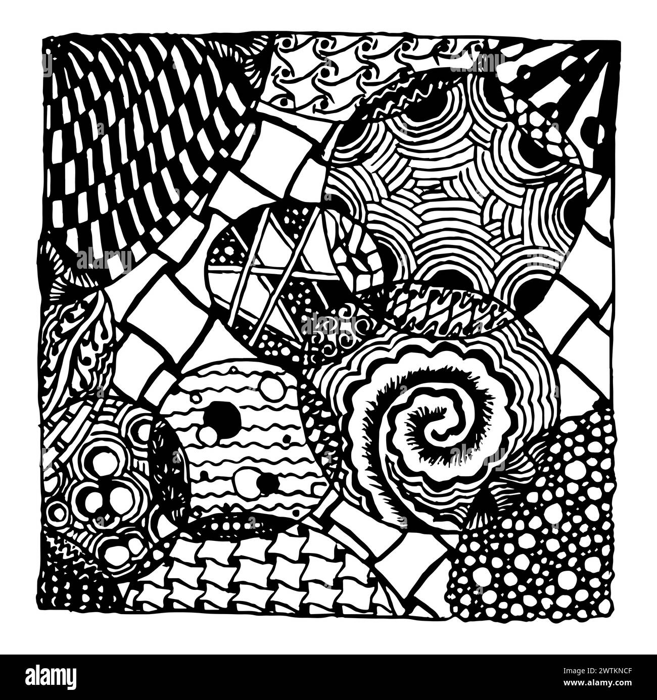 Vector pattern in Zen-art style. Black and white pattern. Whimsical ...