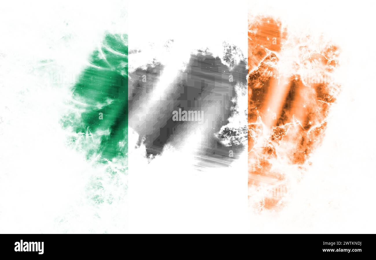 White background with torn flag of Ireland Stock Photo - Alamy