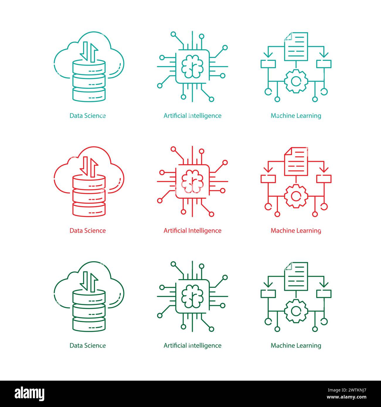 Comparing Data Science AI ML Vector Icons Essential Visual Reference ... Comparing Data Science AI ML Vector Icons Essential Visual Reference ...