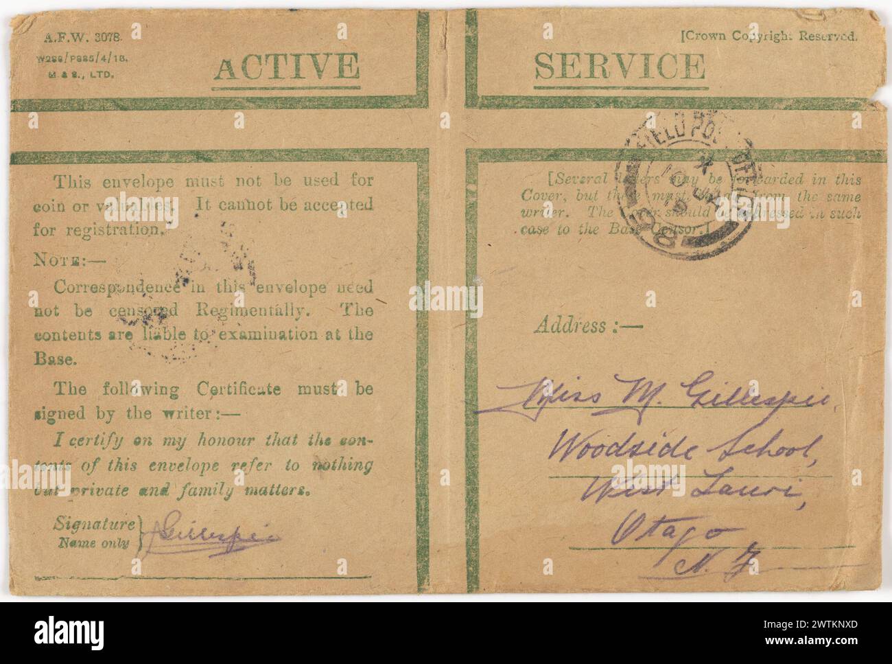 Philatelic 'cover' [envelope], WWI Visual and Verbal Communication ...