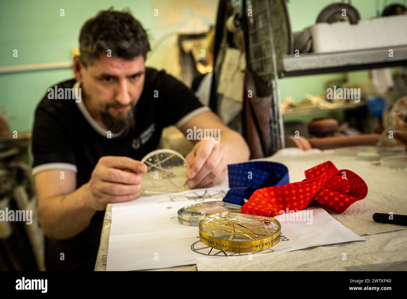 Novy Bor, Czech Republic. 18th Mar, 2024. Glassmakers from Kolektiv ...