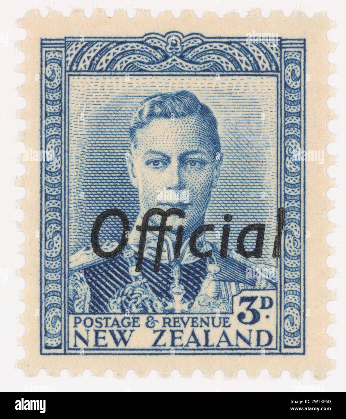 Issued three penny 'King George VI' Official stamp in blue postage ...