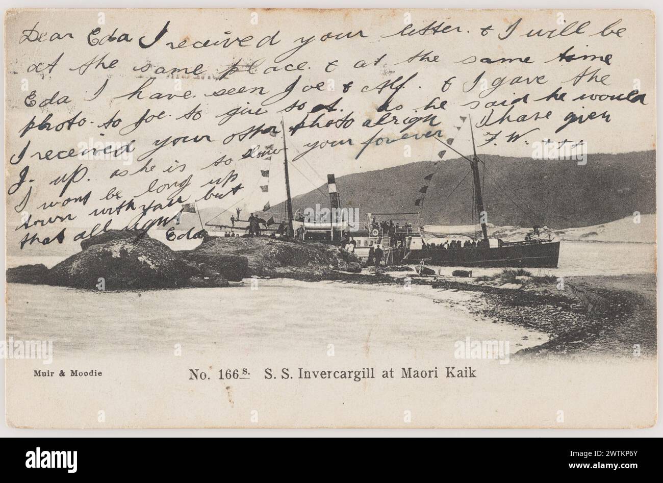Steam Ship Invercargill at Maori Kaik photographic postcards Stock ...