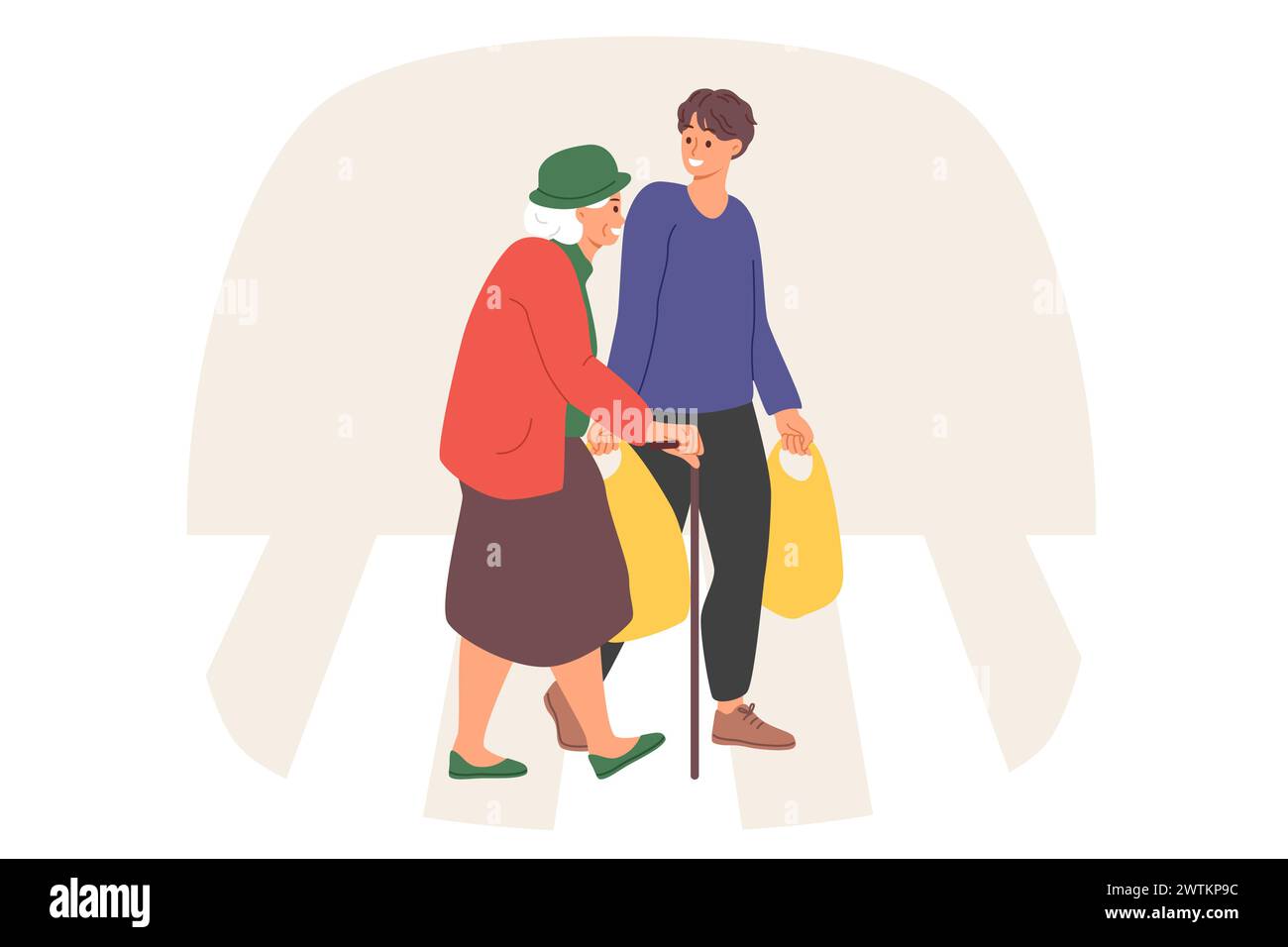 Woman heavy shopping help Stock Vector Images - Alamy