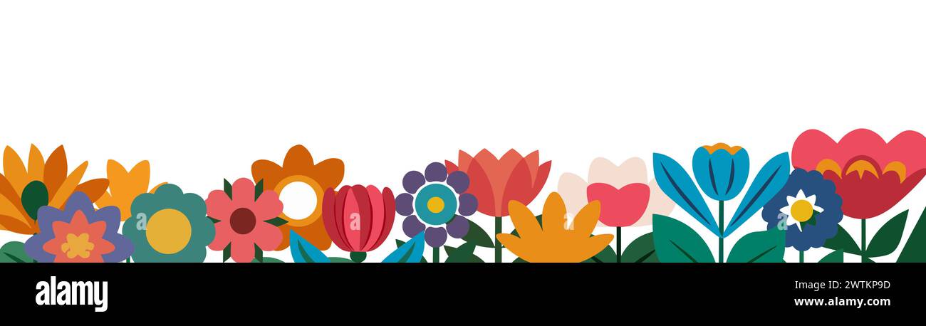 Art Border with abstract blooming spring flowers Stock Vector Image ...