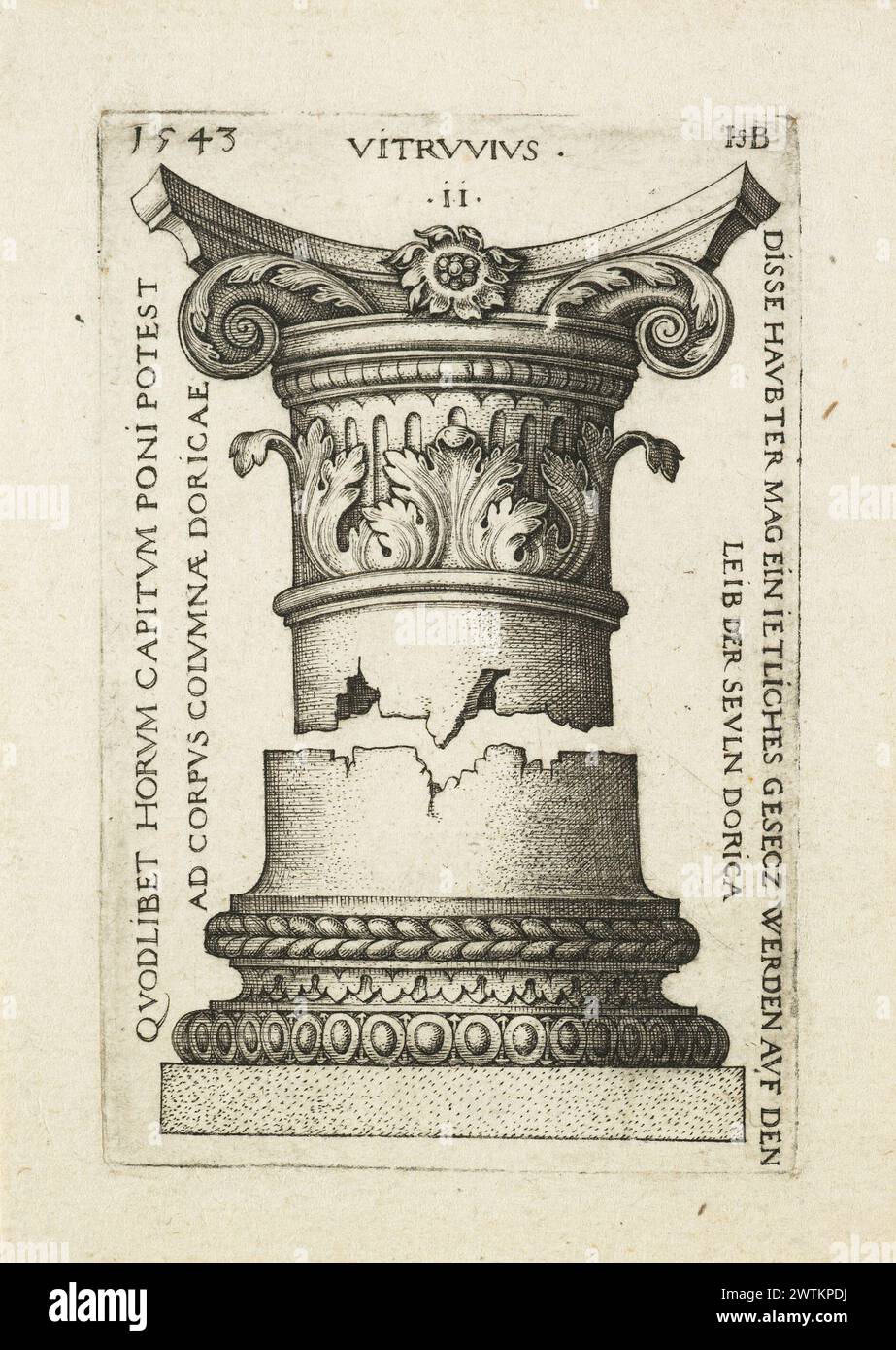 Capital and base of a column prints, engravings, works on paper Stock ...